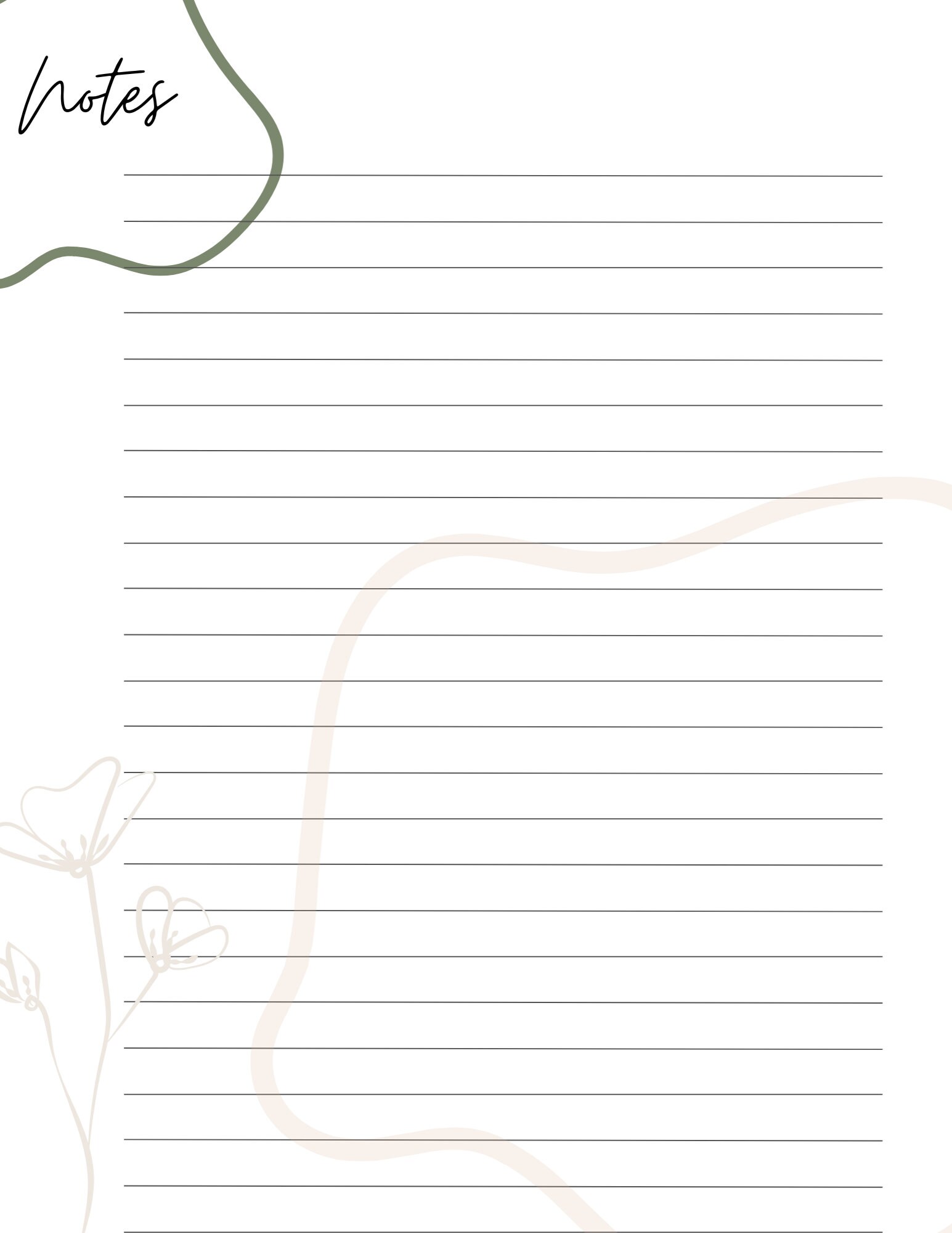 Simple and Easy Note Sheets Digital Download Printable & Editable ...