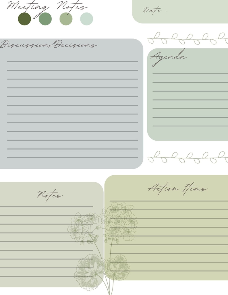 Printable Meeting Note Template- Great for Teachers and Professionals ...