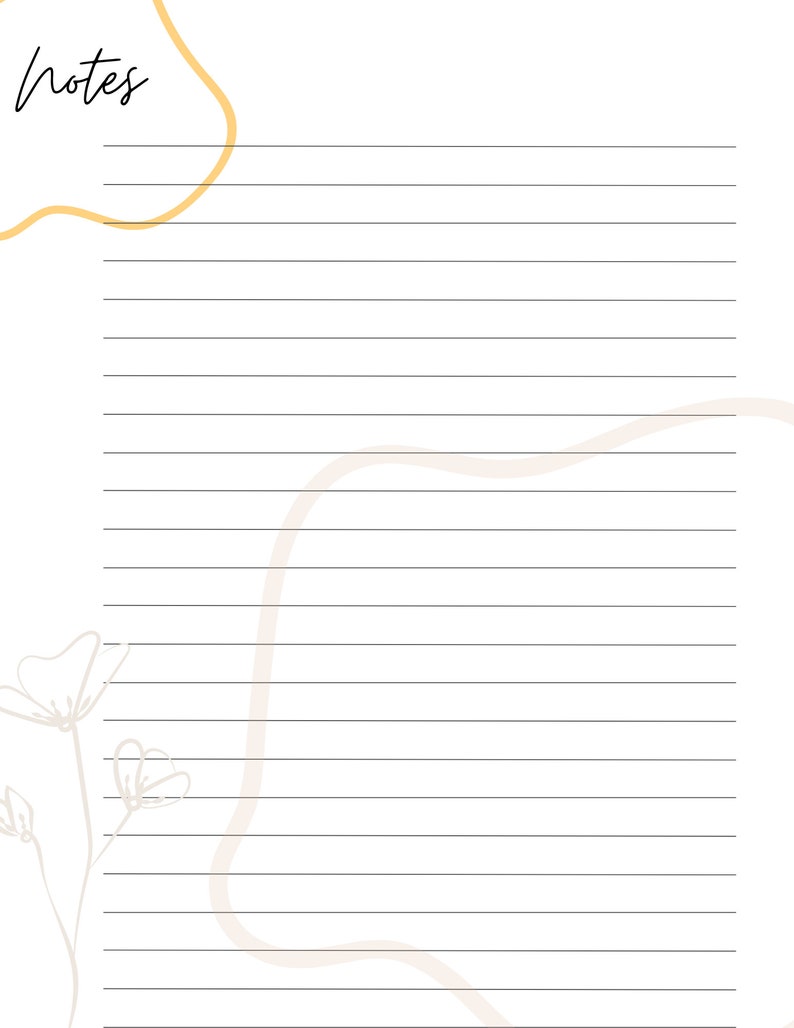 Simple and Easy Note Sheets- Digital Download- Printable & Editable ...