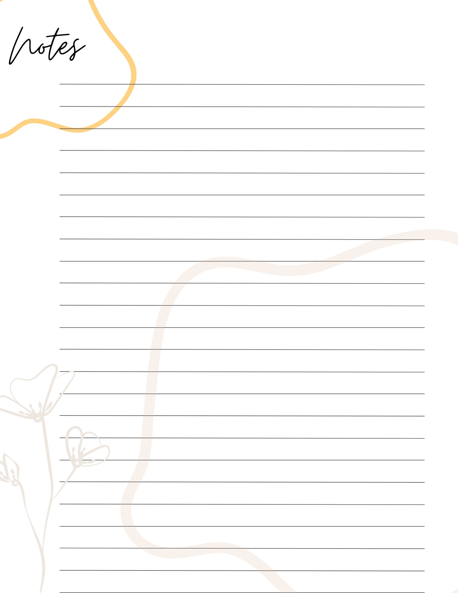 Simple and Easy Note Sheets- Digital Download- Printable & Editable ...