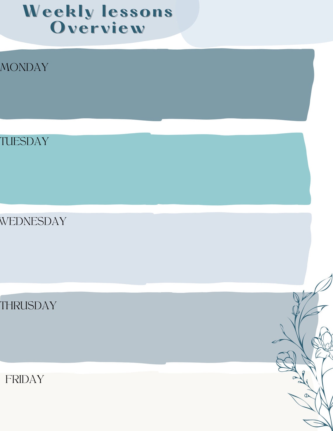 Printable Weekly Lesson Planner Template Digital Download - Etsy