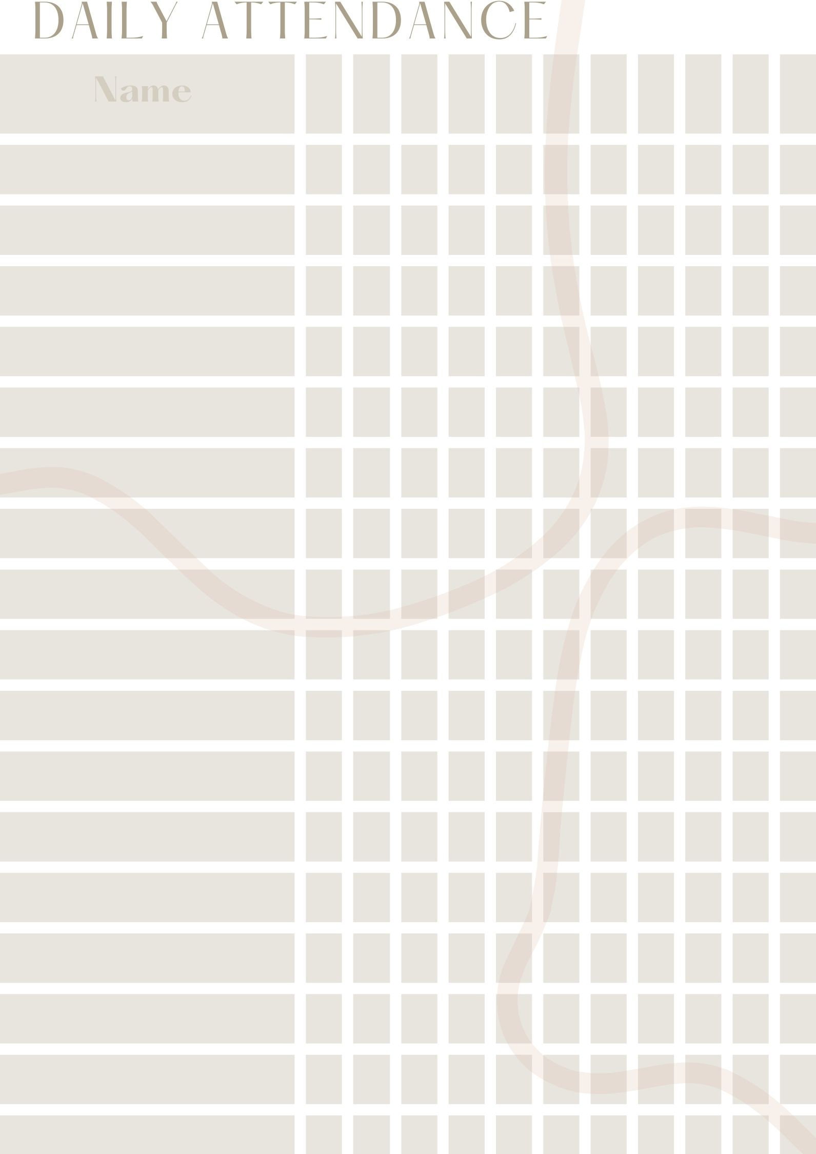 Simple and Easy Attendance Sheets- Digital Download- Printable ...