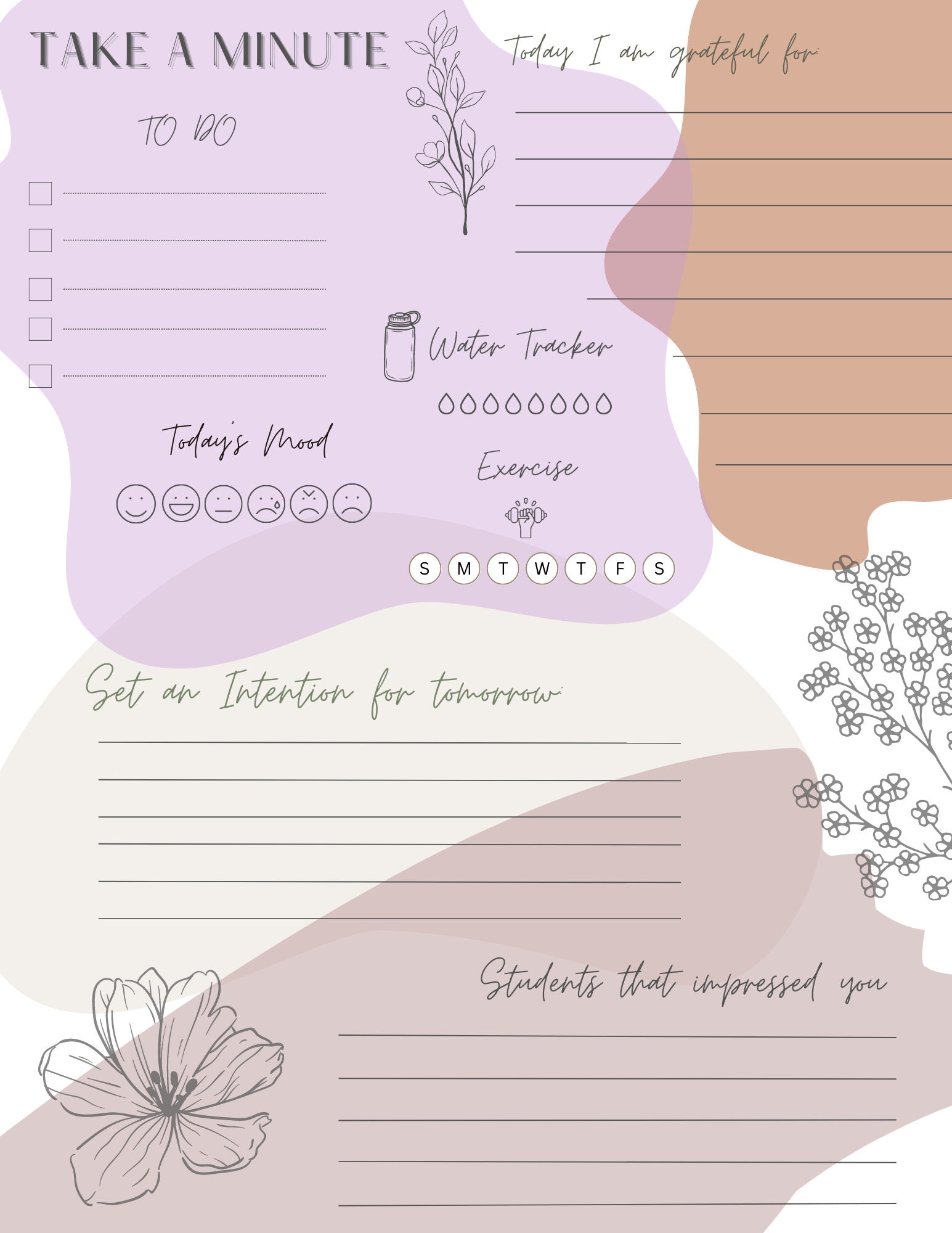 Printable Wellness Tracker - Made for Teachers! Digital Download - Etsy