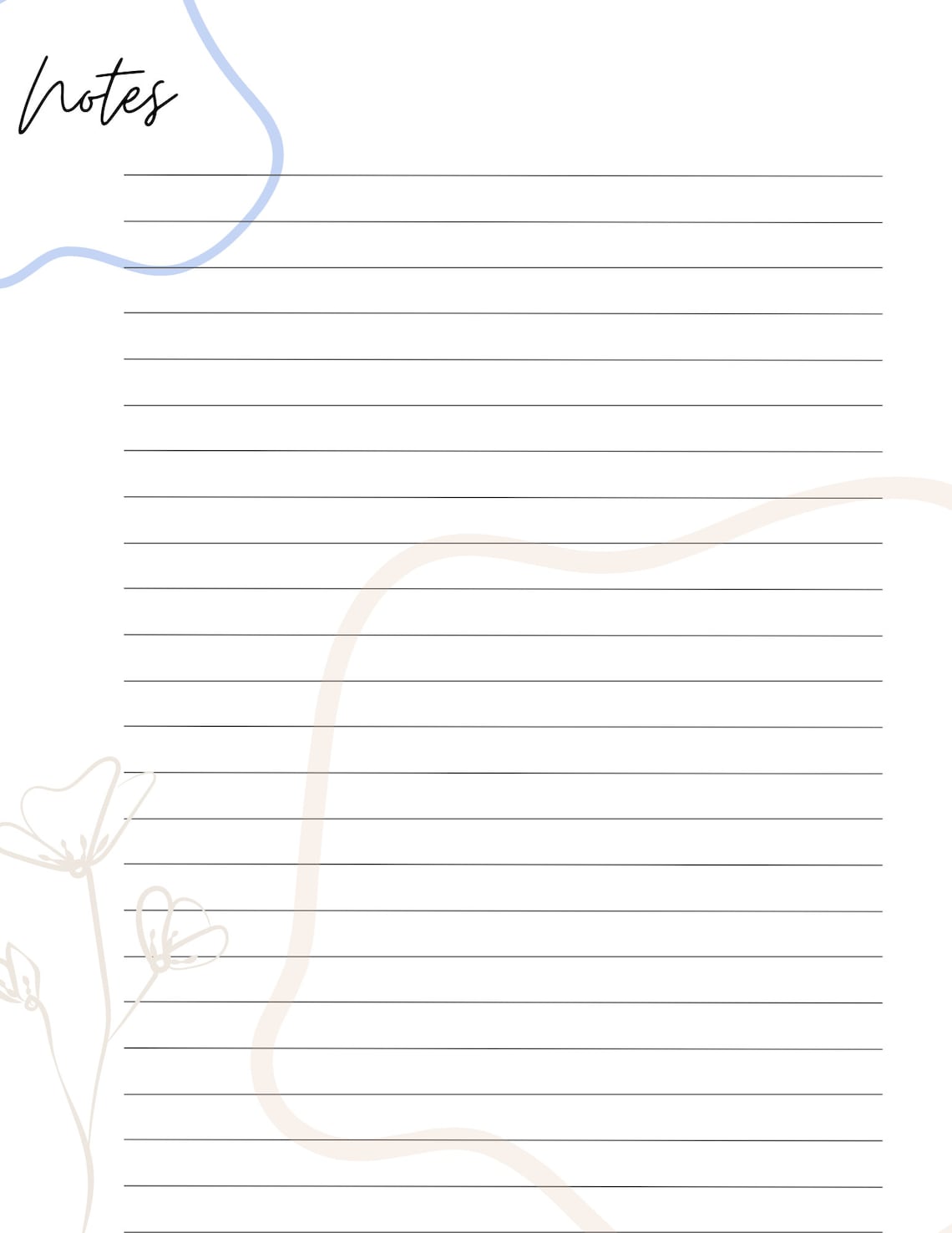 Simple and Easy Note Sheets Digital Download Printable & Editable ...