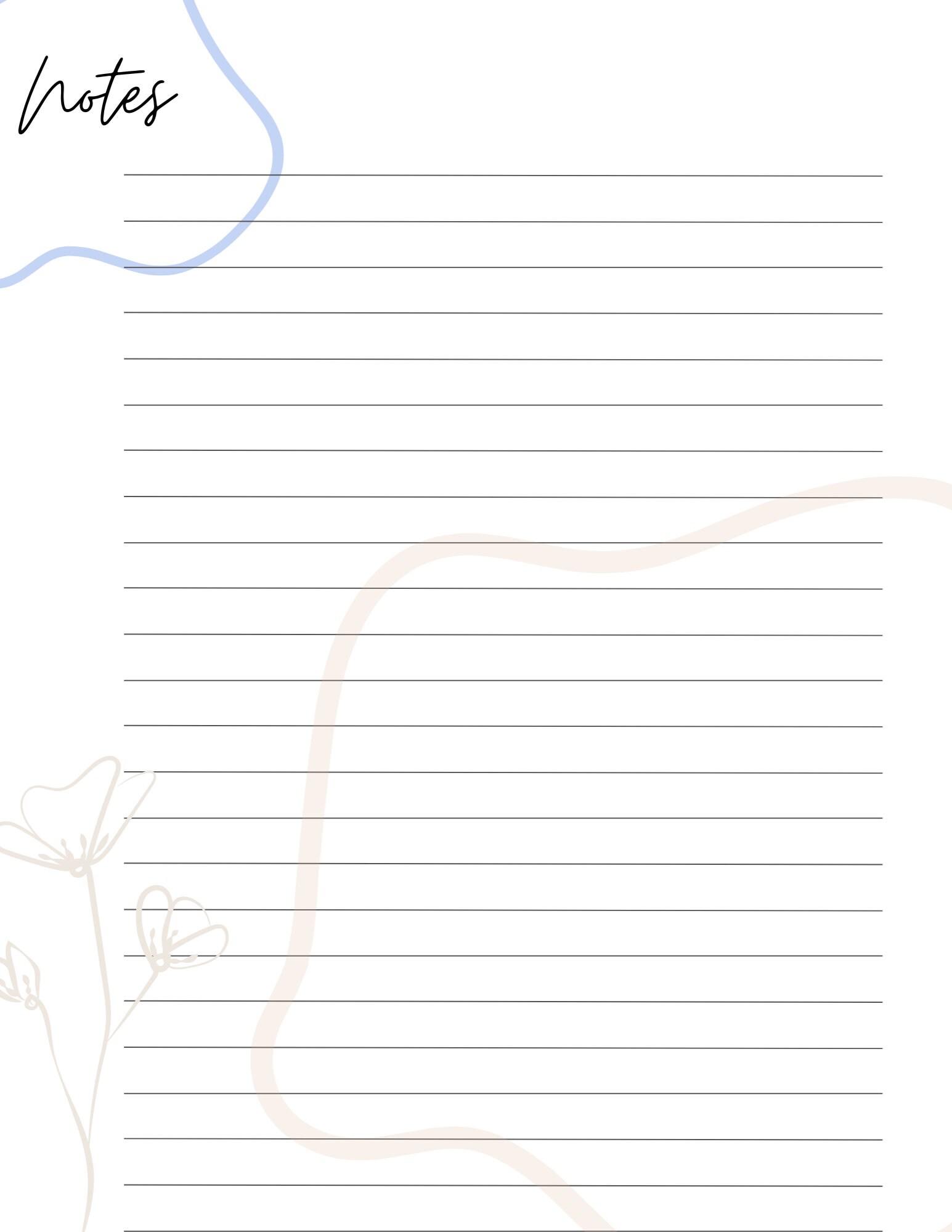 Simple and Easy Note Sheets- Digital Download- Printable & Editable ...