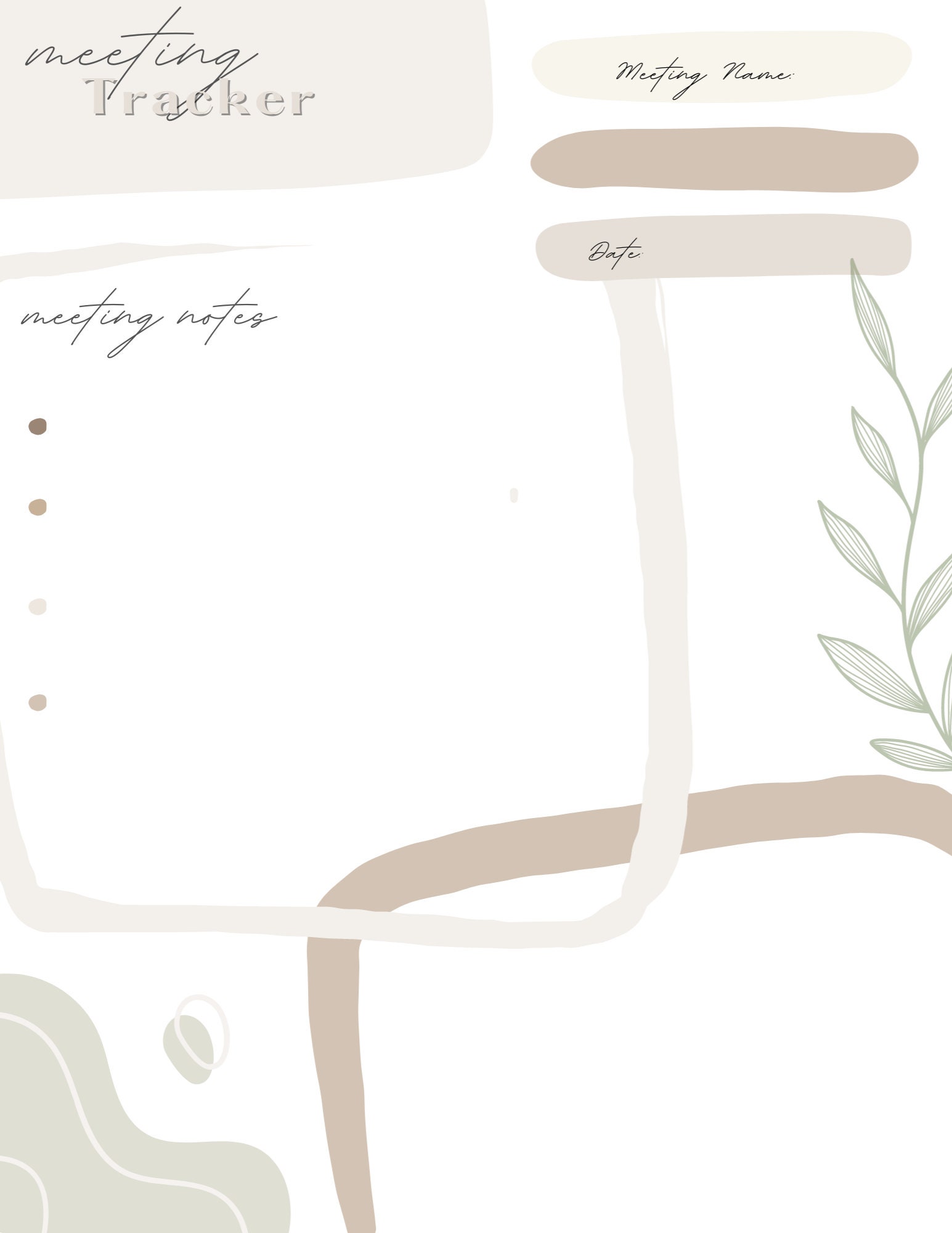 Printable Meeting Note Template- Great for Teachers and Professionals ...