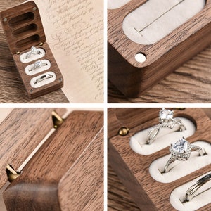 Wooden Triple Flip Ring Box, Custom Wedding Ring Box,engagement Ring ...