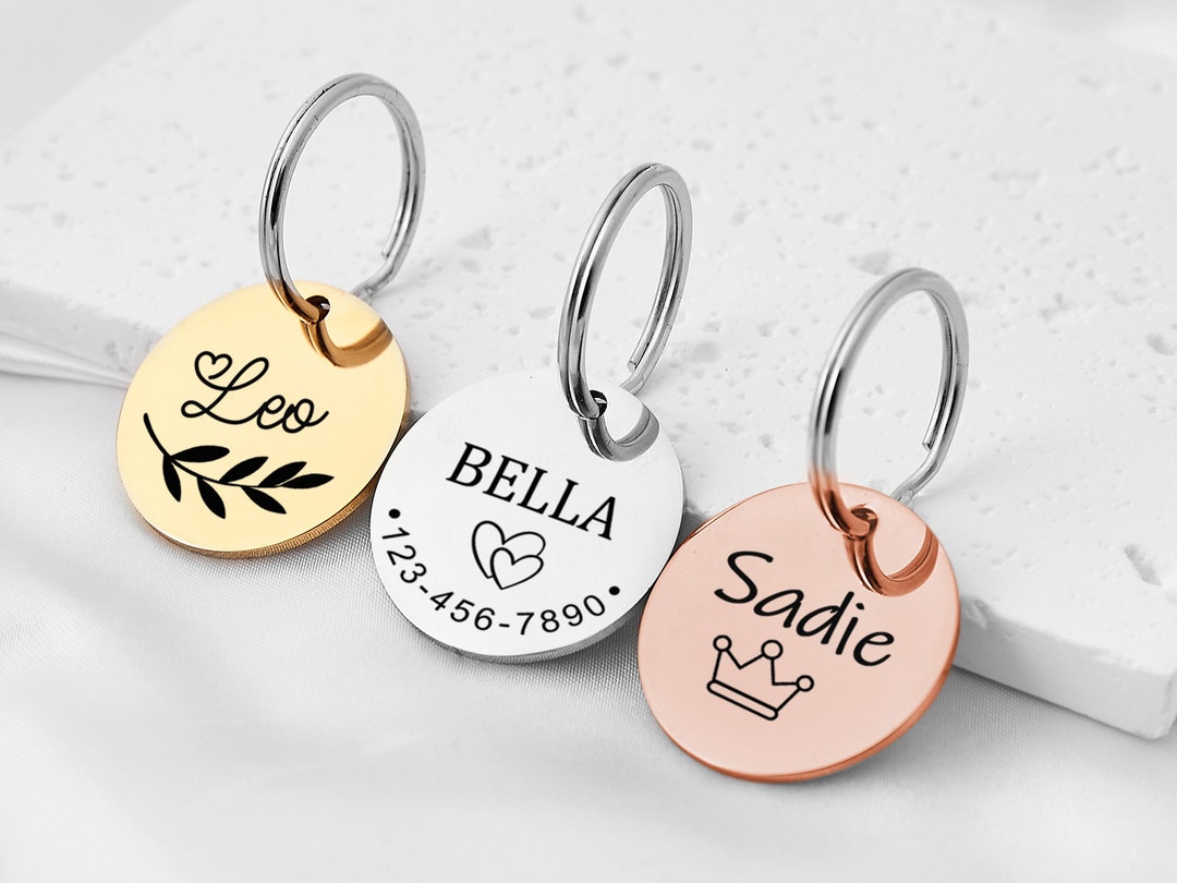 Custom Metal Round ID Tag for Pets, Dog Tag for Dogs, Pet Collar Tag ...