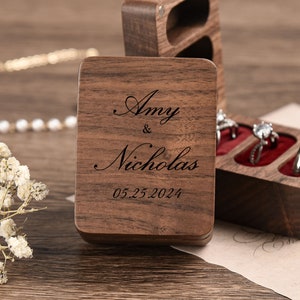Wooden Triple Flip Ring Box, Custom Wedding Ring Box,engagement Ring ...