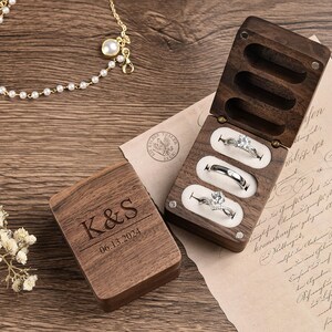 Wooden Triple Flip Ring Box, Custom Wedding Ring Box,engagement Ring ...