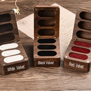 Wooden Triple Flip Ring Box, Custom Wedding Ring Box,engagement Ring ...
