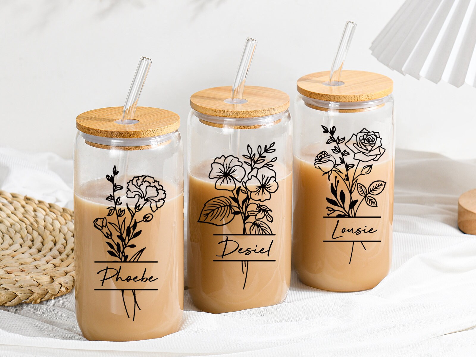 Personalized Birth Flower Coffee Cup With Name, Custom Birth Flower ...