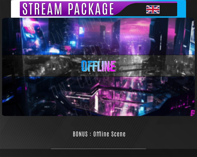 Complete Cyberpunk Stream Package for Twitch, Full Stream Pack, Purple ...
