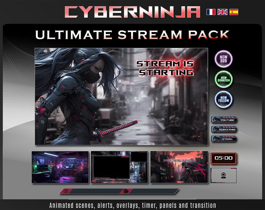 Full Stream Pack : Cyberpunk Stream Bundle With Ninja Overlays for ...