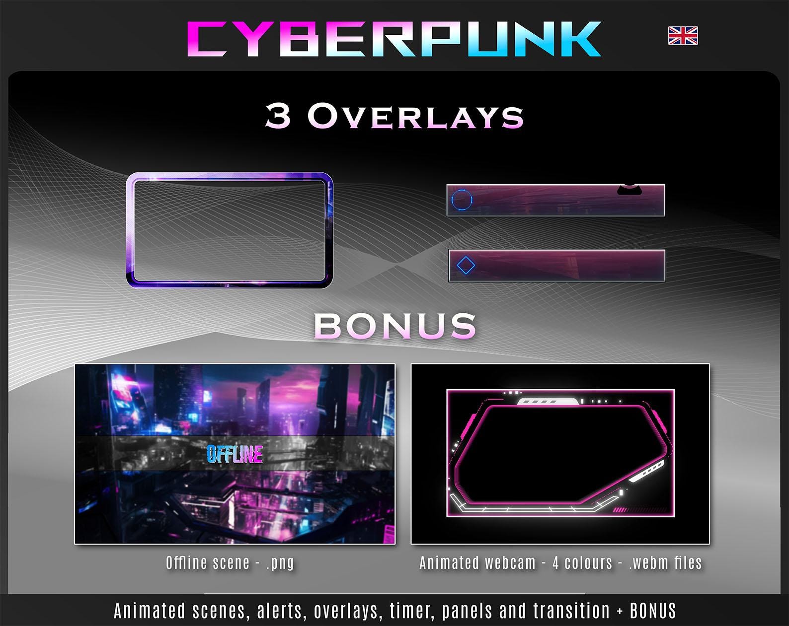 Complete Cyberpunk Stream Package for Twitch, Full Stream Pack, Purple ...