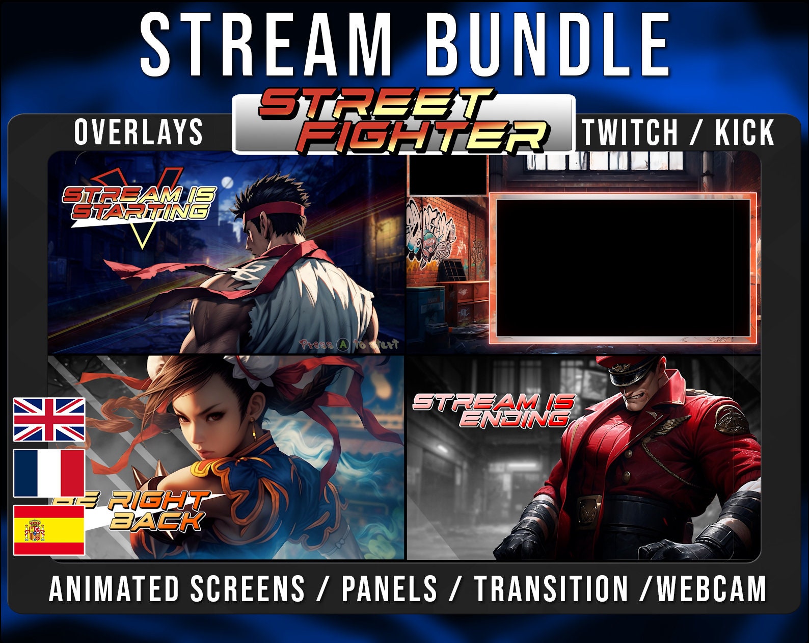 Complete Street Fighter Stream Package for Twitch Stream Overlays ...