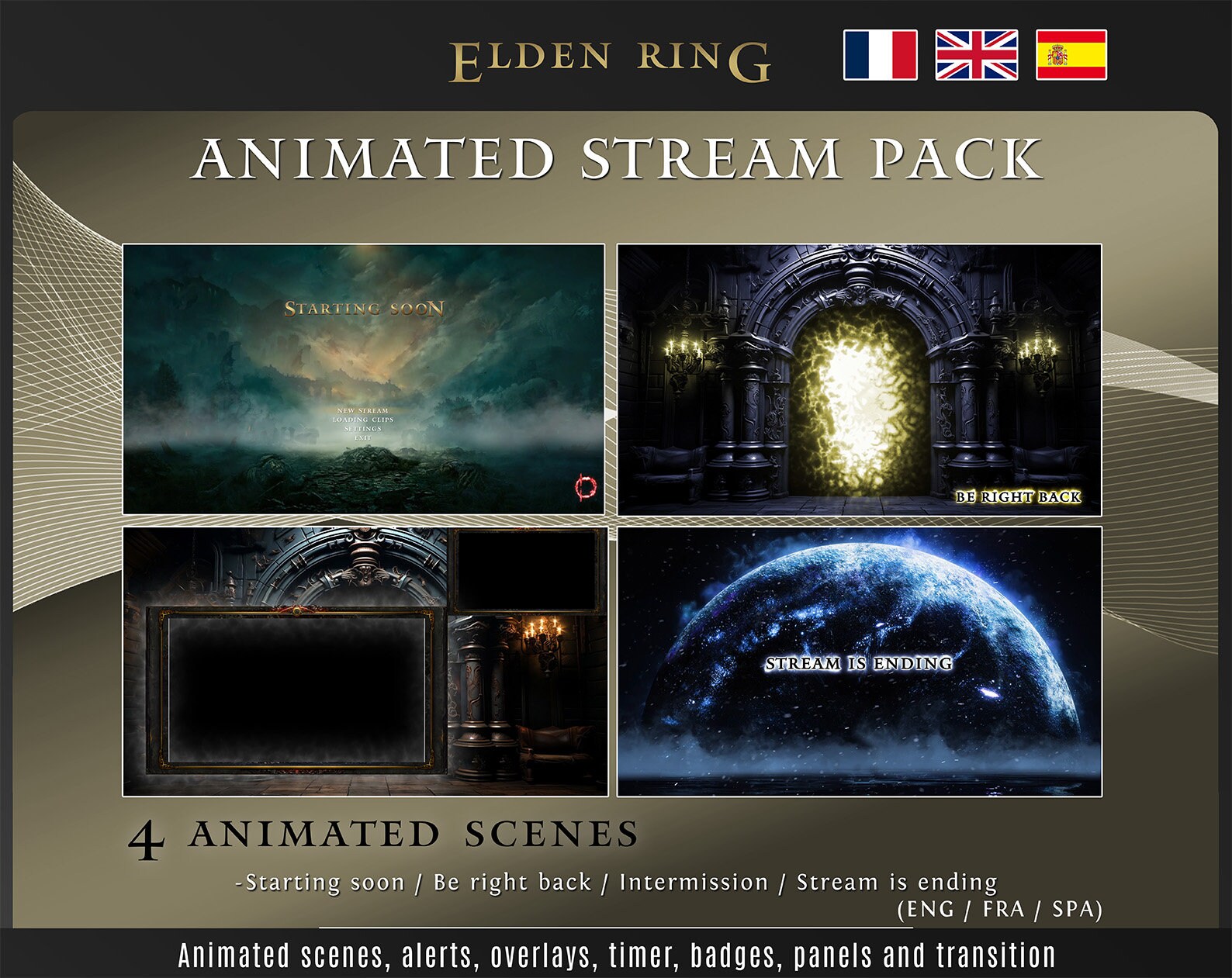 Elden Ring Stream Package for Twitch, Full Stream Pack, Elden Ring Overlay, OBS Streampack, OBS ...
