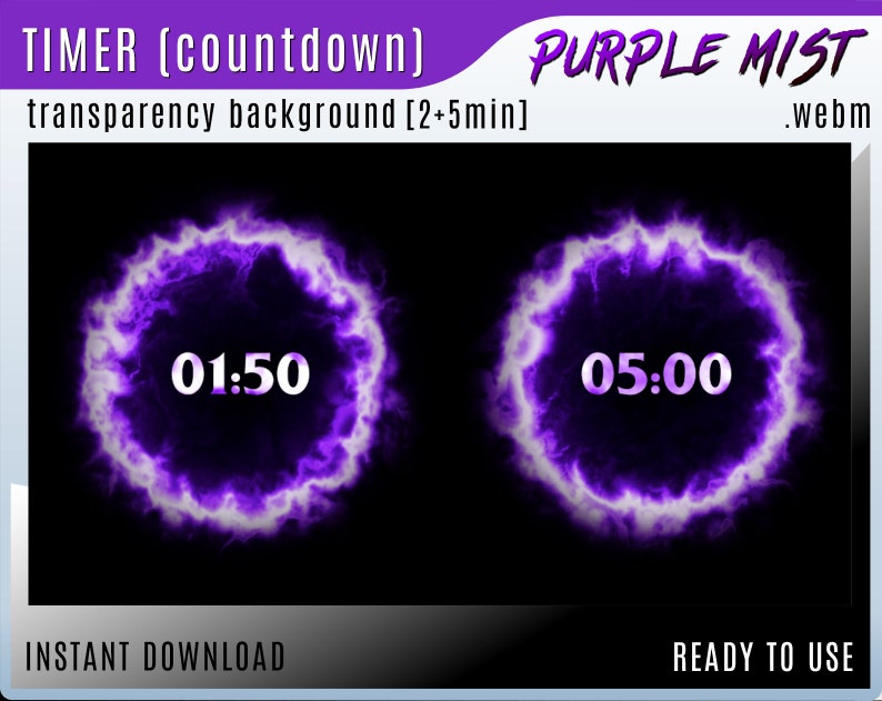 Purple Mist Countdown Timer Overlay | Twitch Countdown Screen for OBS ...