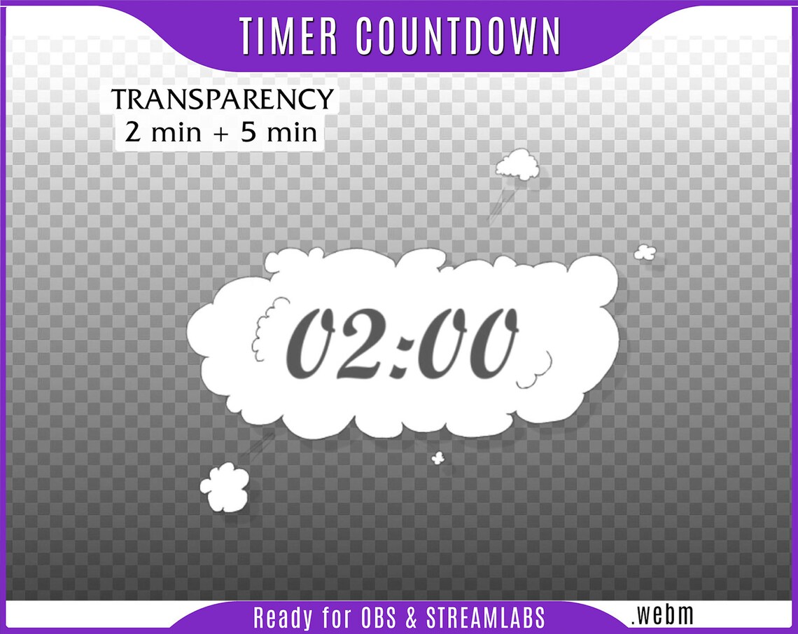 CLOUDS TIMER : Starting Screen Timer, Coutdown Timer for Twitch, Stream Element Widget, Cloud ...