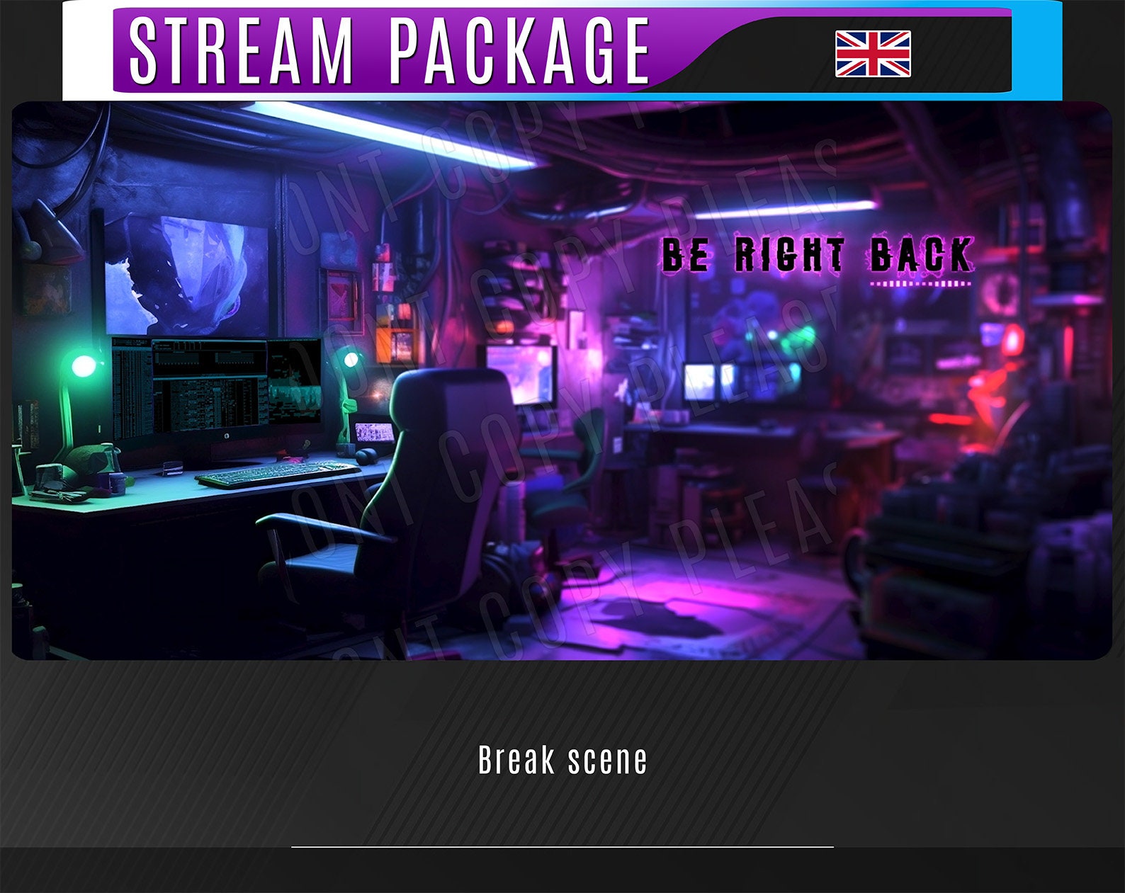 Complete Cyberpunk Stream Package for Twitch, Full Stream Pack, Purple ...