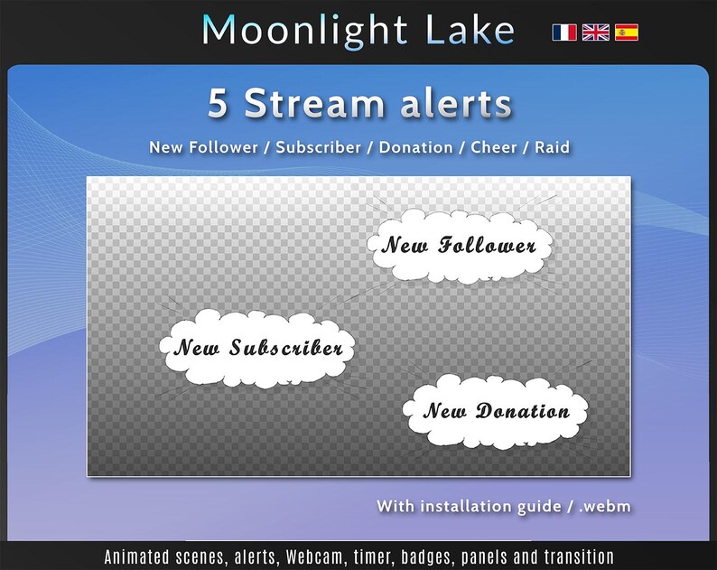 Stream Package : Midnight Lake Overlays Bundle for Twitch, Full Stream ...