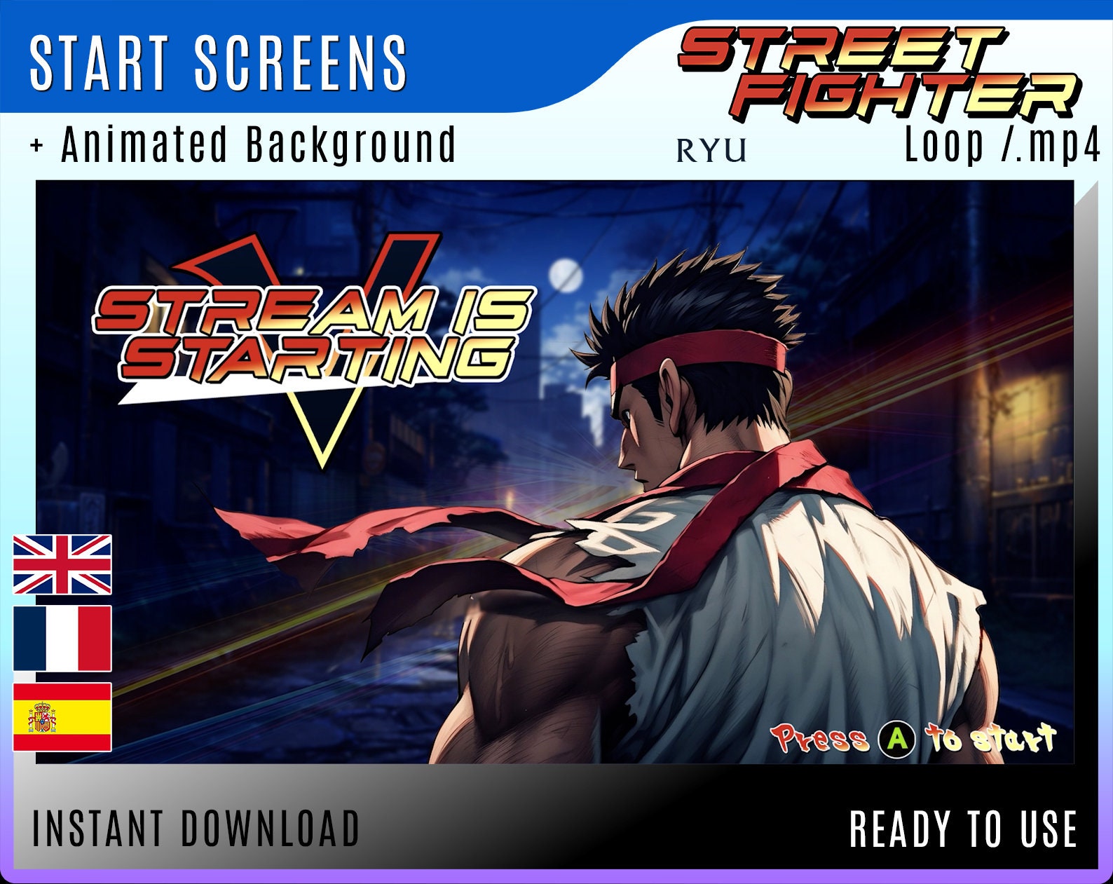 Starting Screen Street Fighter RYU Animated Screens for - Etsy