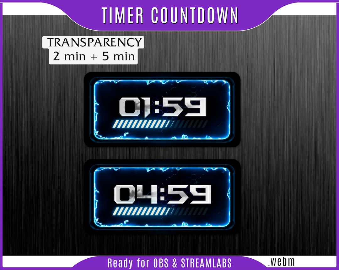 BLUE ELECTRIC Stream Timer, Countdown Timer Obs, Countdown Timer for ...