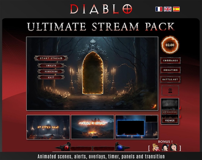 Animated Twitch Overlay Package Diablo Skull [twitch | Kick | Youtube ...