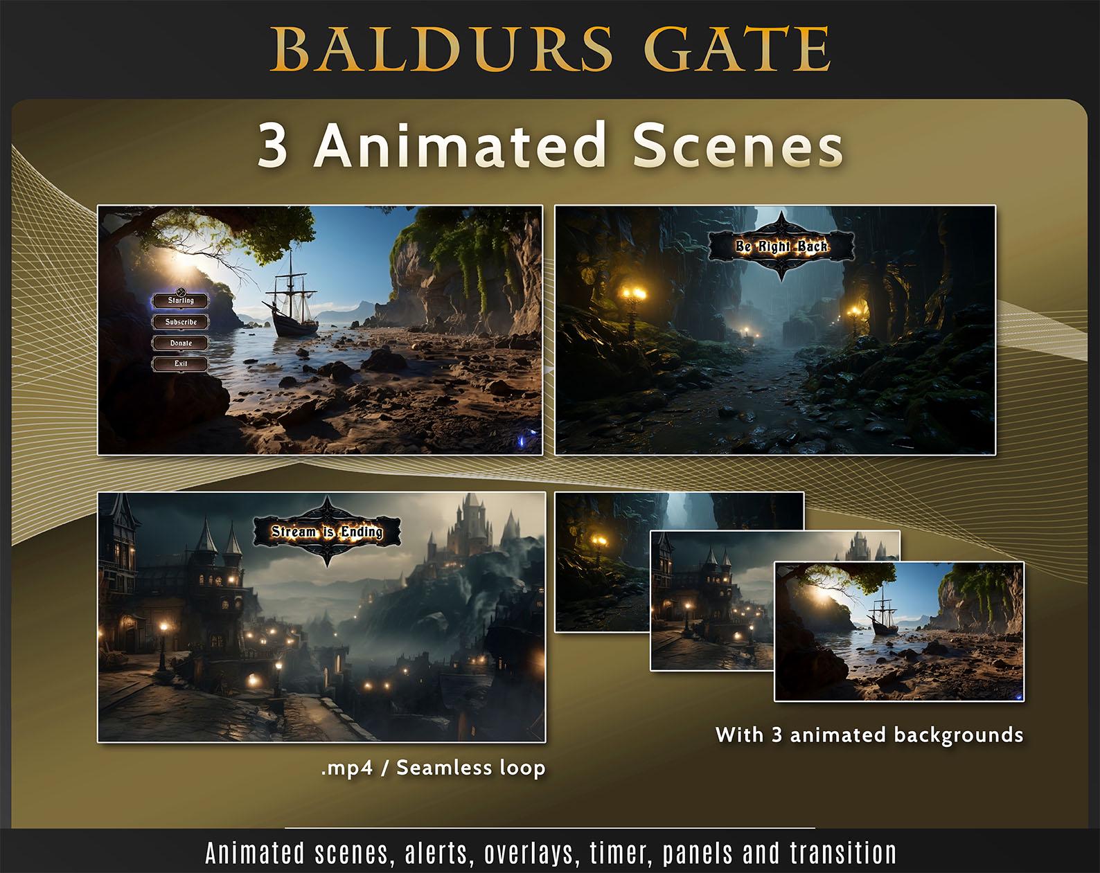 Stream Package of Baldur's Gate 3 Designed for Twitch, Stream Overlays ...