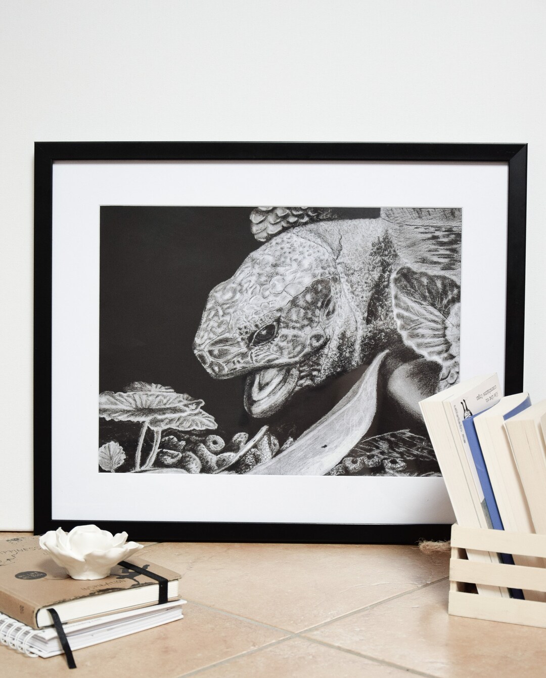 Turtle Drawing | Art Print | Graphite Drawing | Black and White ...