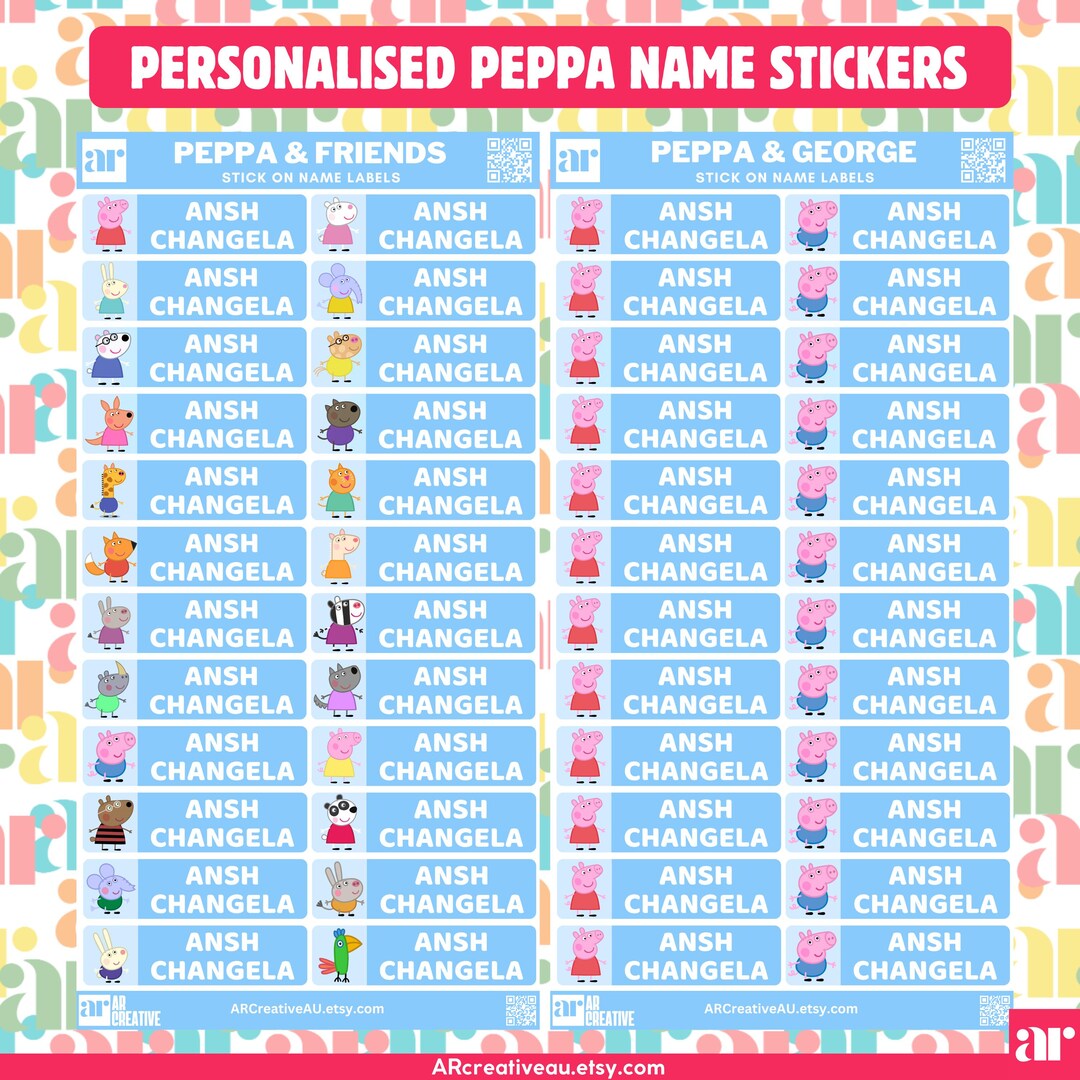 Peppa Pig Name Labels, Custom Name Labels, School Name Labels ...