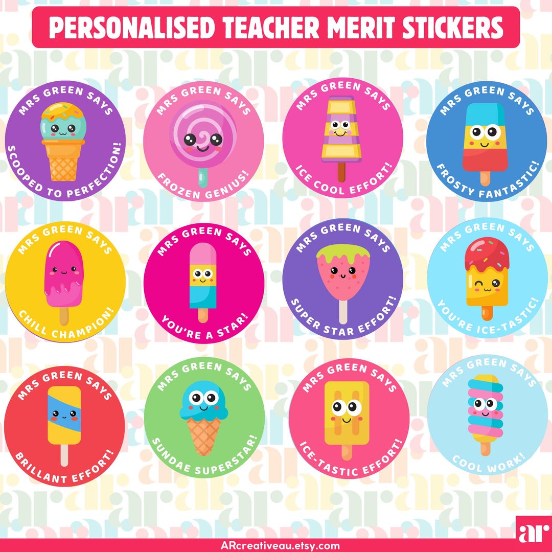 Personalised Teacher Stickers, Custom Teacher Merit Stickers, Reward ...