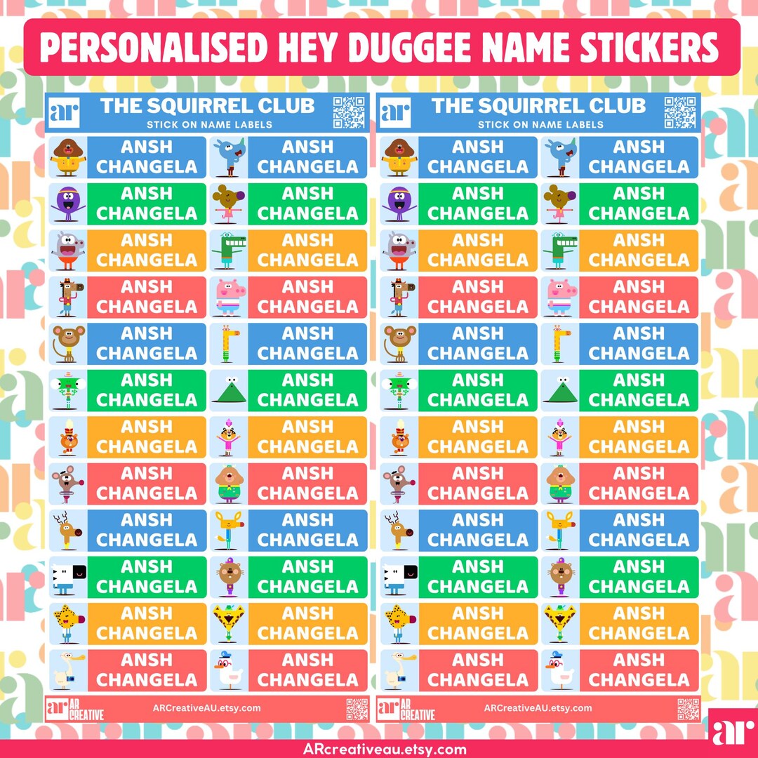 Hey Duggee Name Labels, Name Labels, School Name Labels, Personalised ...
