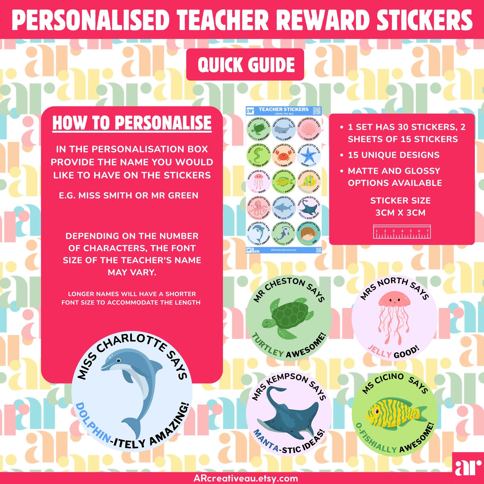 Personalised Teacher Stickers | Personalised Teacher Reward Stickers ...