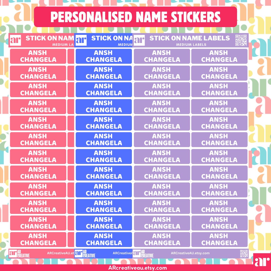 Custom Name Stickers for Kids - 24 Personalised Labels - Perfect for ...