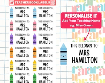Personalized Teacher Name Stickers: Book Labels - Etsy