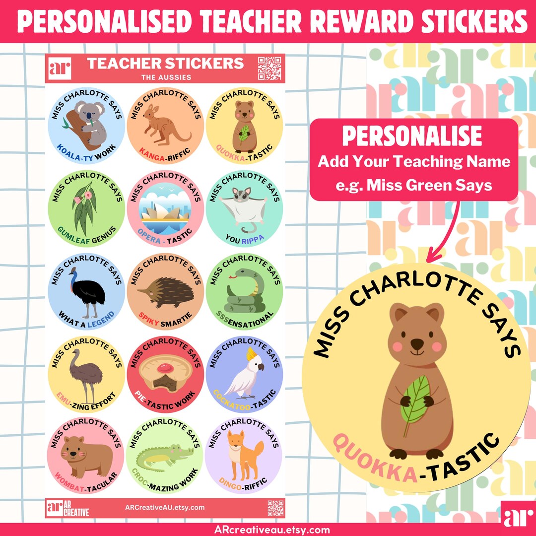 30 Personalised Teacher Stickers | Teacher Reward Stickers | Reward ...