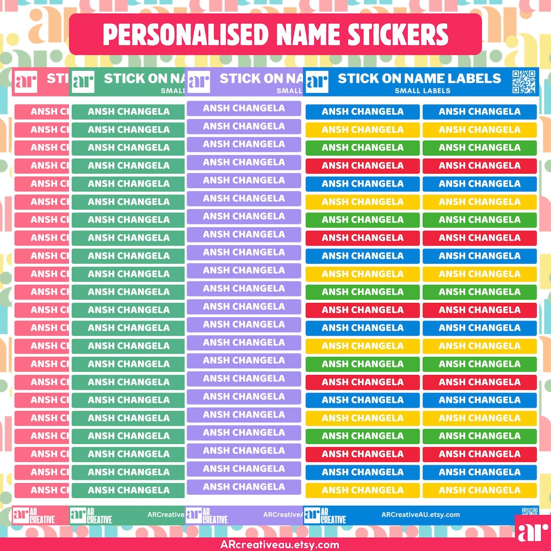 Kids' Name Labels Set - 44 Customized Stickers for Easy Organization at ...