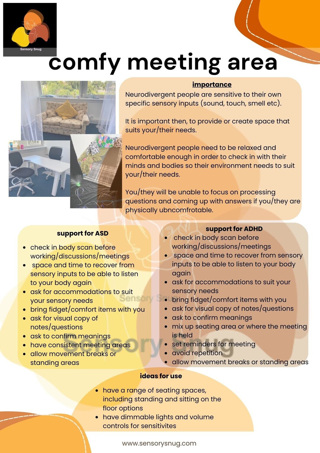 Comfy Meeting Area Information Poster for Autism/adhd - Etsy