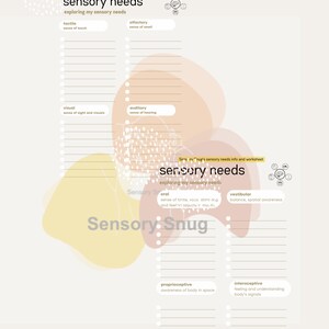 What Are Your Sensory Needs Worksheets - Etsy
