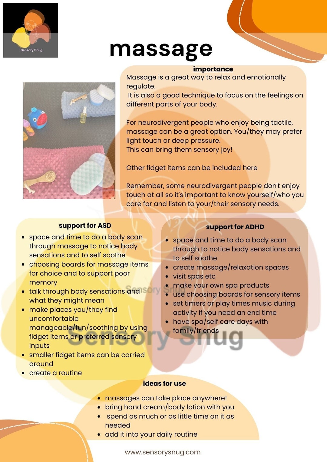 Massage Information Poster for Autism/adhd - Etsy