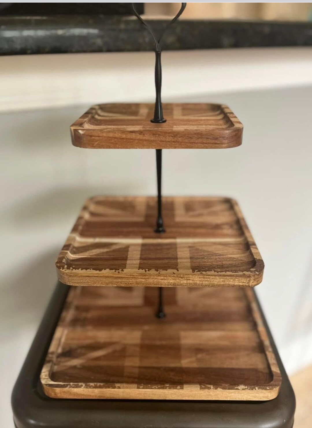3 Tier Acacia Wood British Flag Cake Stand - Etsy