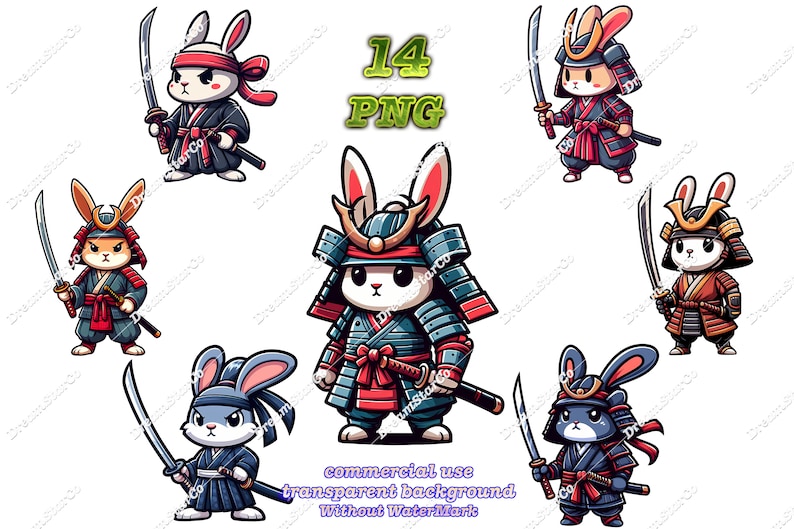 Samurai Rabbit,samurai Png,t-shirt Design ,sublimation Png,commercial ...