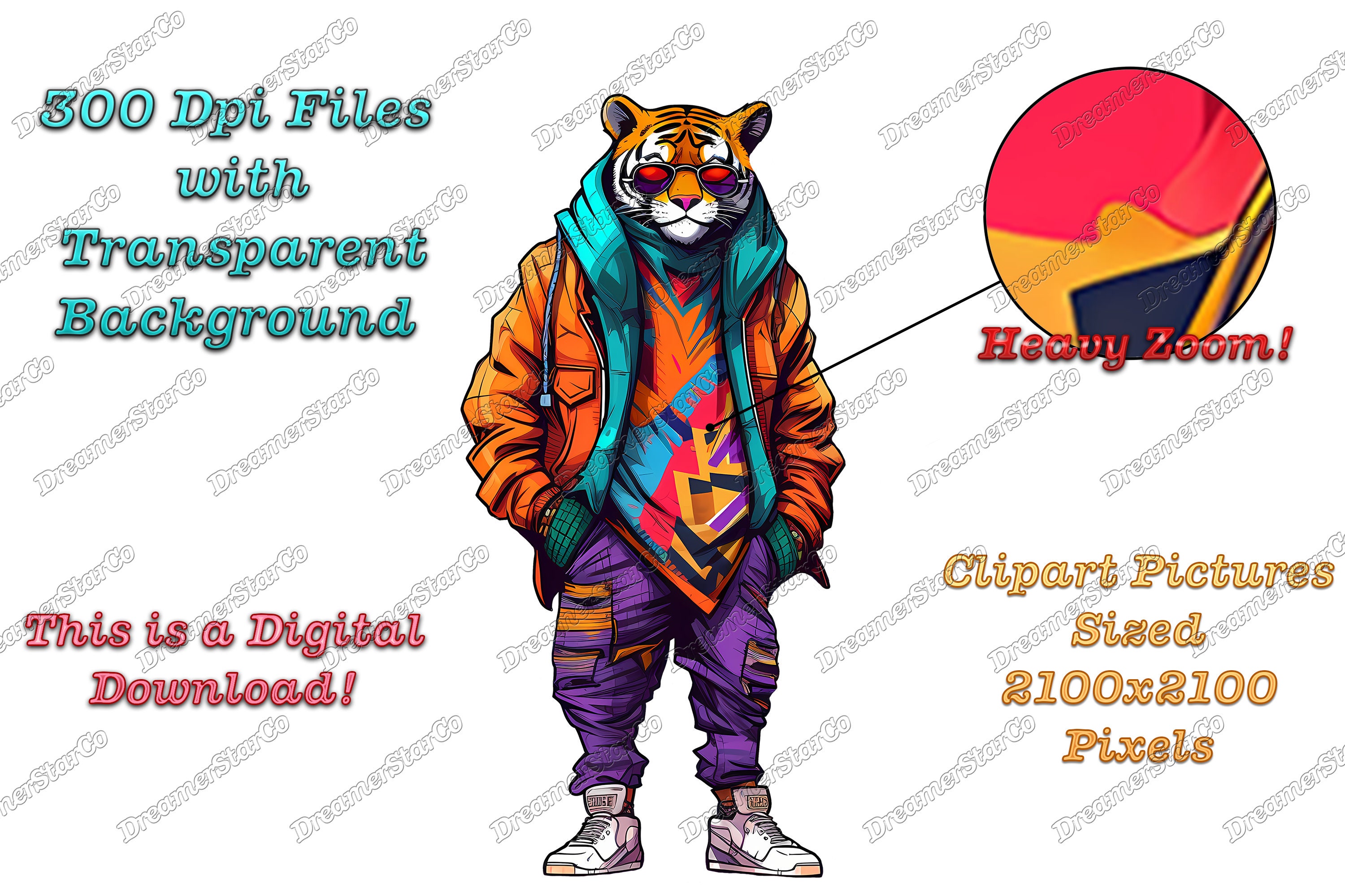 Stylish Tiger Clipartstylish Tiger Pngt-shirt Design - Etsy