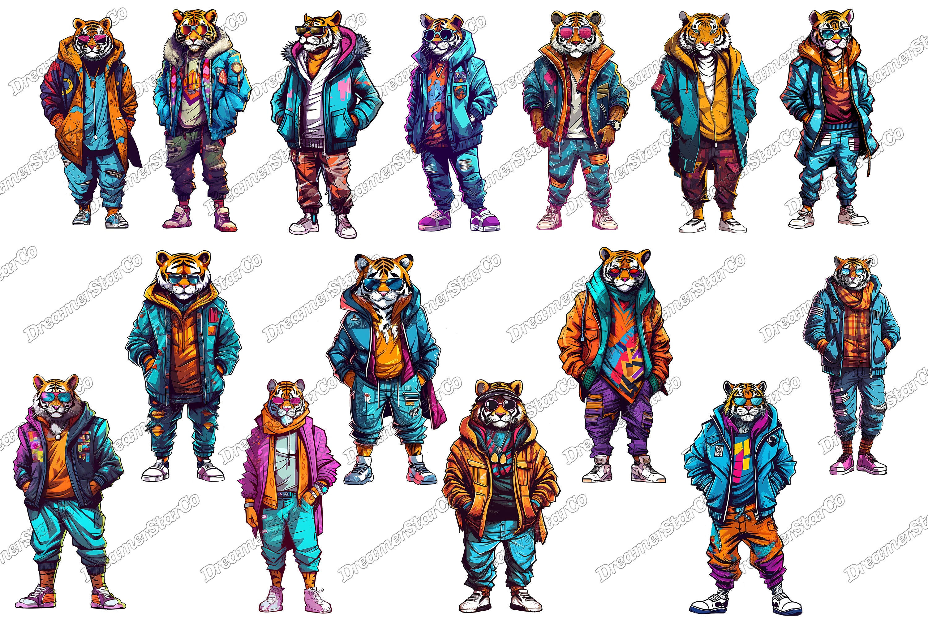 Stylish Tiger Clipartstylish Tiger Pngt-shirt Design - Etsy