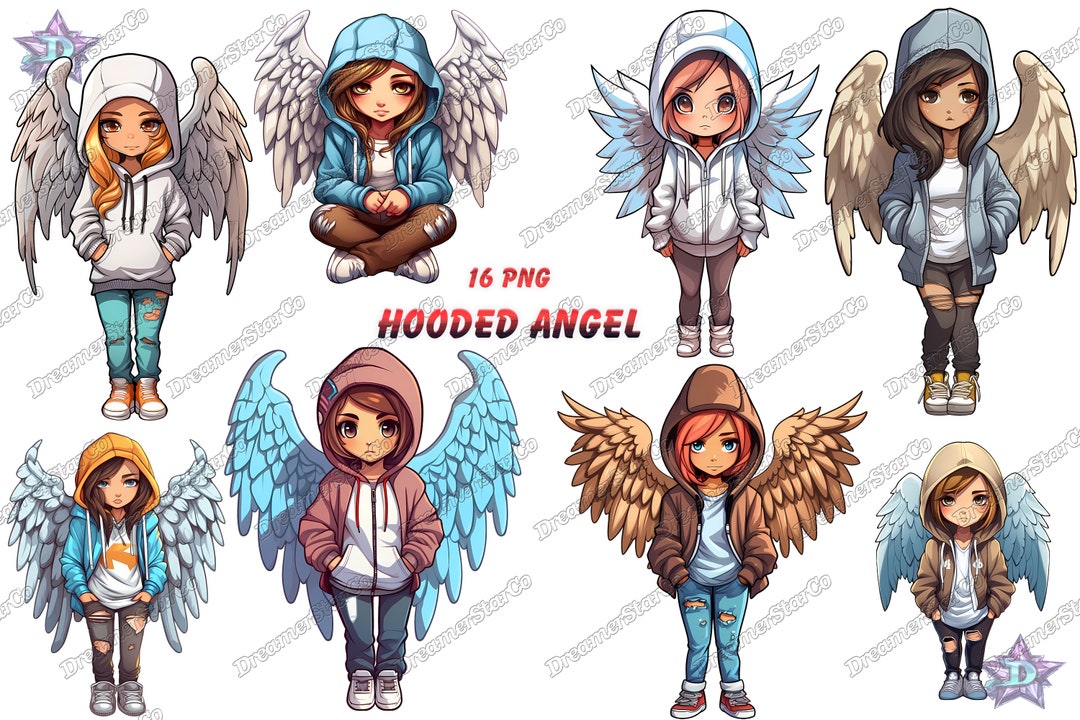 Hooded Angel Clipart, Girl PNG, T-shirt Design (digital Download - Etsy