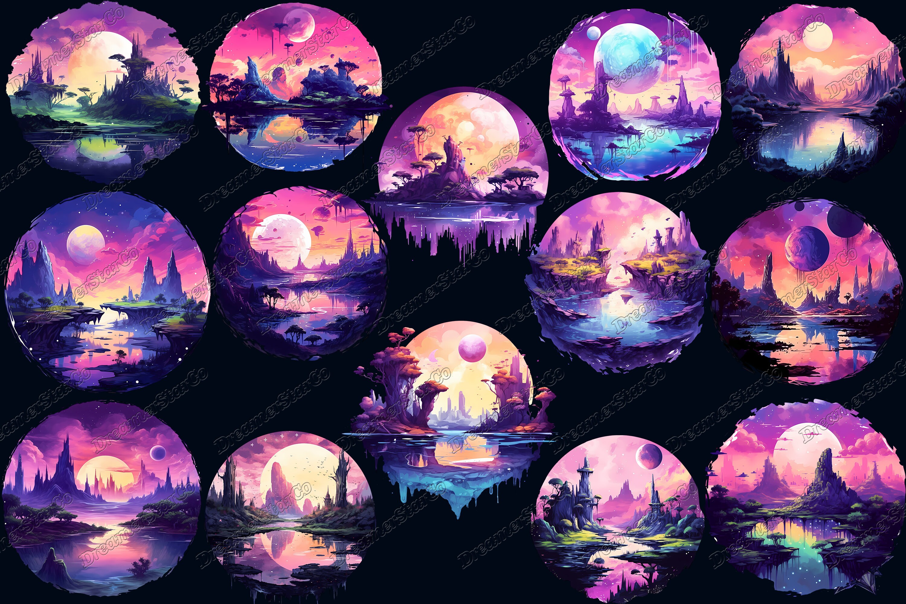 Fantasy World Clipart,fantasy World Png,t-shirt Design,watercolor ...