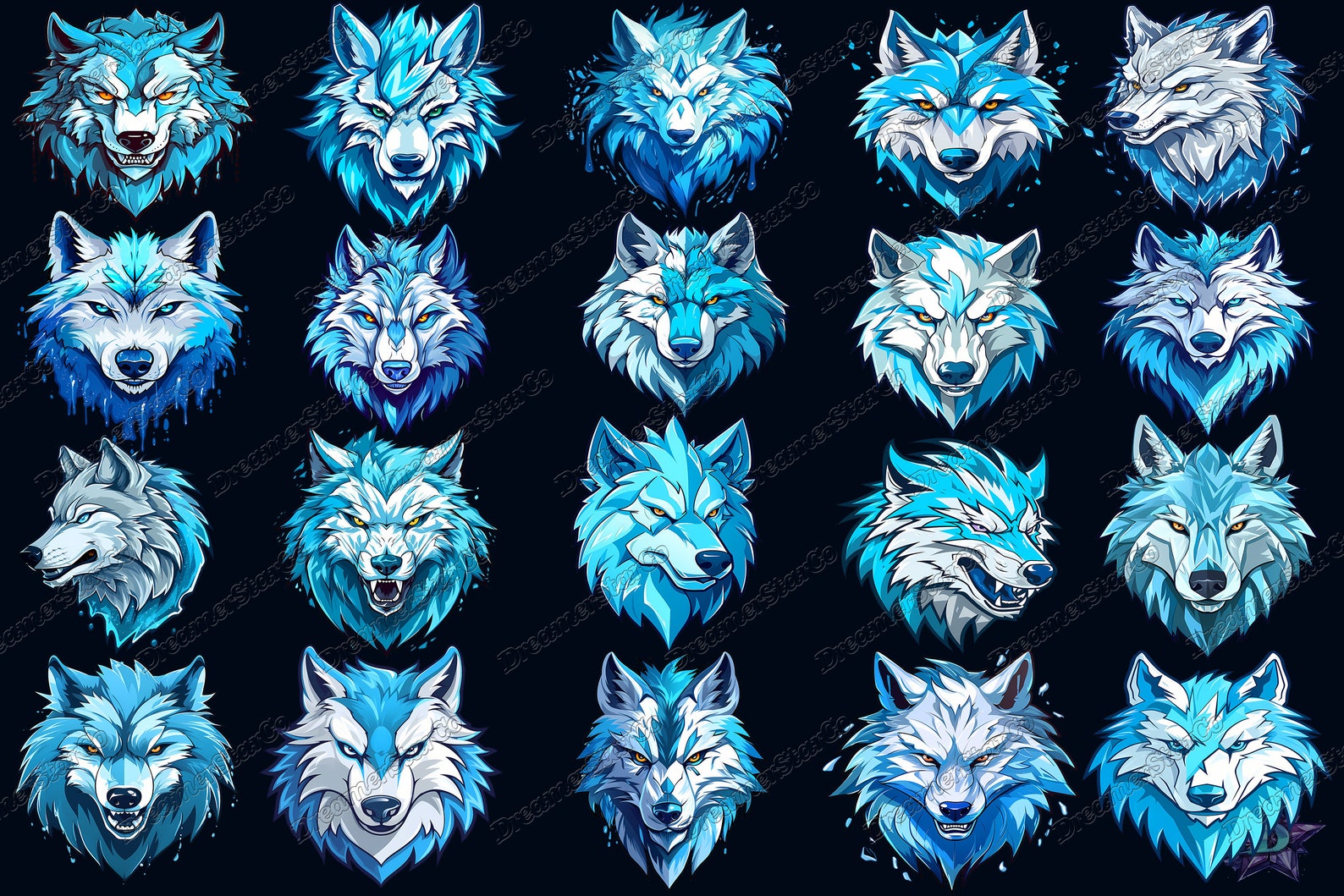 Ice Wolf,logo,logo Maker,gamer,gaming,t-shirt Design ,vector ...