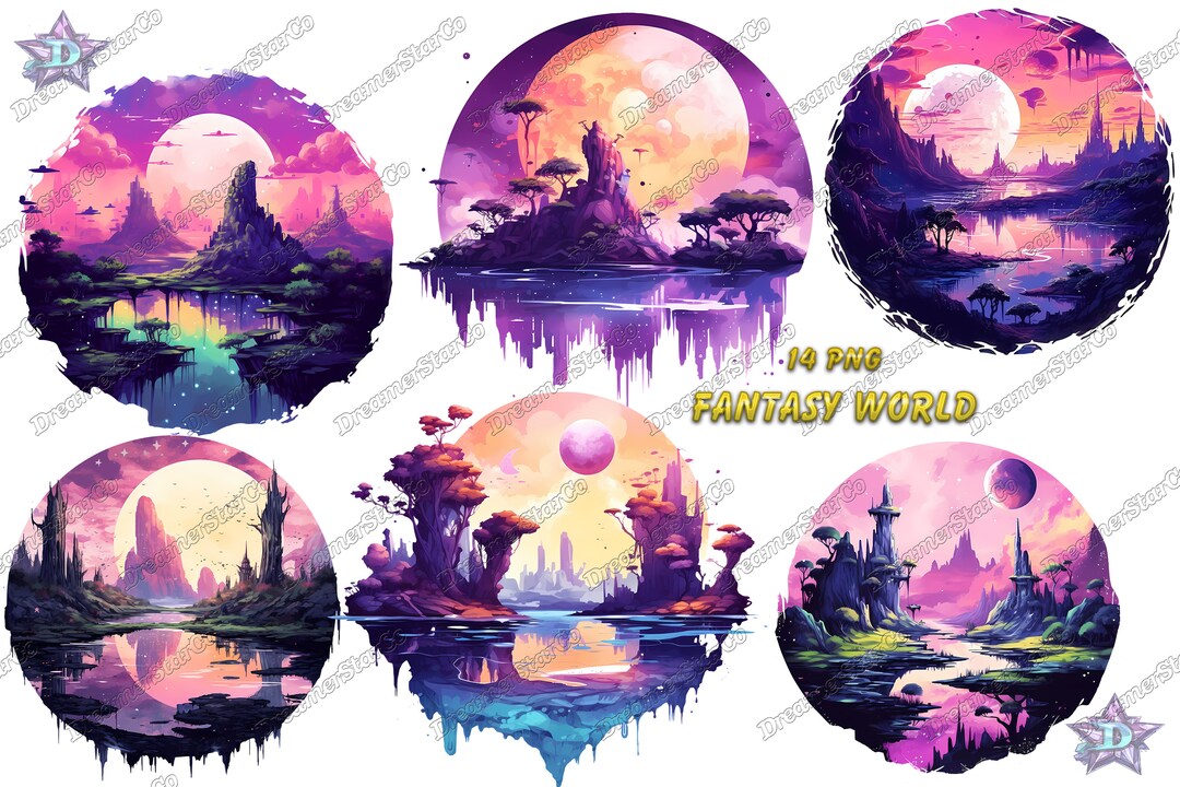 Fantasy World Clipart,fantasy World Png,t-shirt Design,watercolor ...
