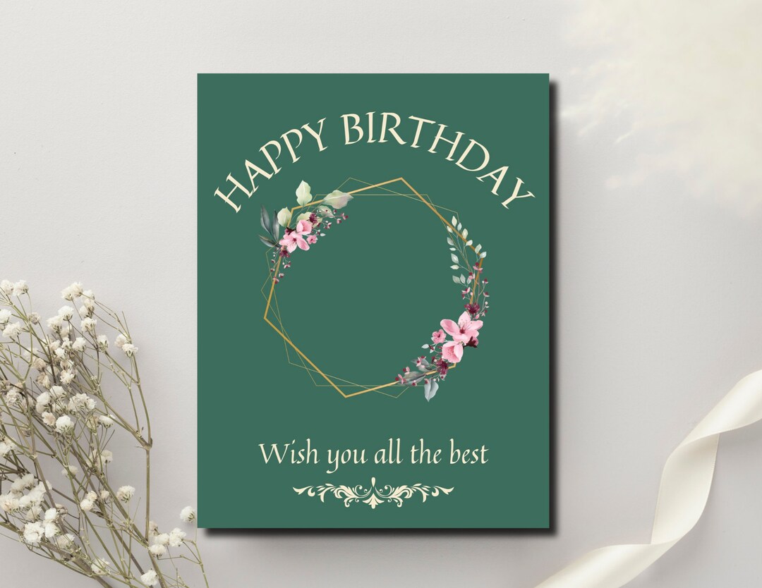 Birthday Green Card Printable-birthday Card Digital - Etsy